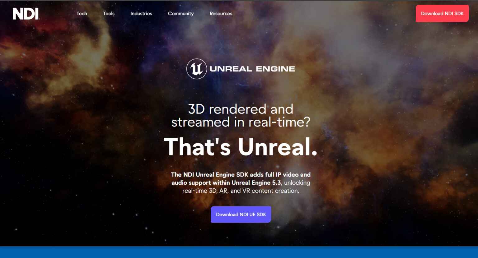 UE5(Unreal Engine 5)でカメラ映像をNDIにして送信する方法を説明、NDI Unreal Engine SDK公式ページからSDKをダウンロー