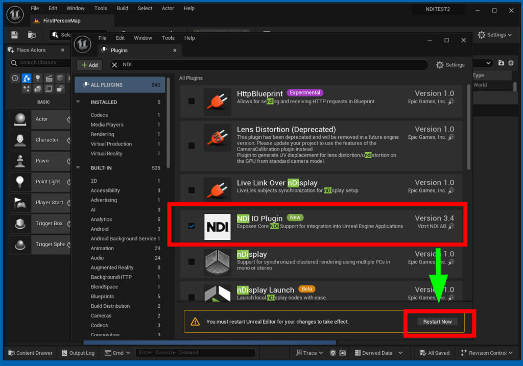 UE5(Unreal Engine 5)でNDIを受信して表示する方法、ndi-unreal-engine-sdkを使います。