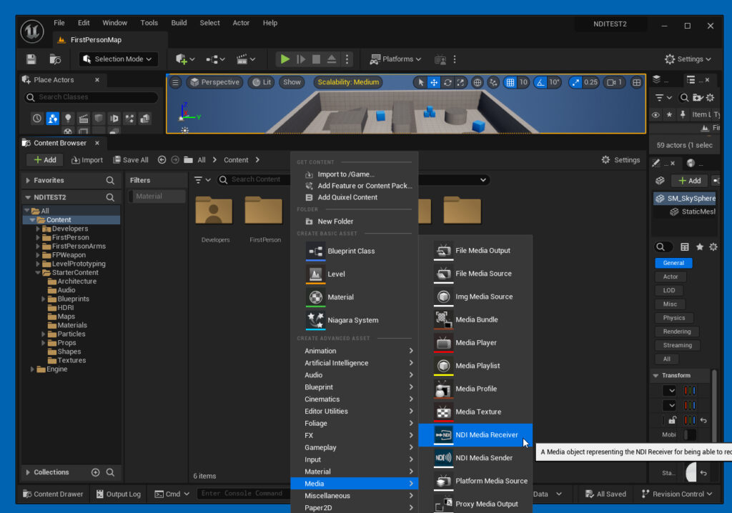 UE5(Unreal Engine 5)でNDIを受信して表示する方法、ndi-unreal-engine-sdkを使います。