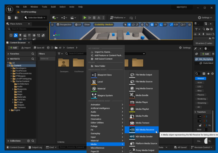 UE5(Unreal Engine 5)でNDIを受信して表示する方法、ndi-unreal-engine-sdkを使います。