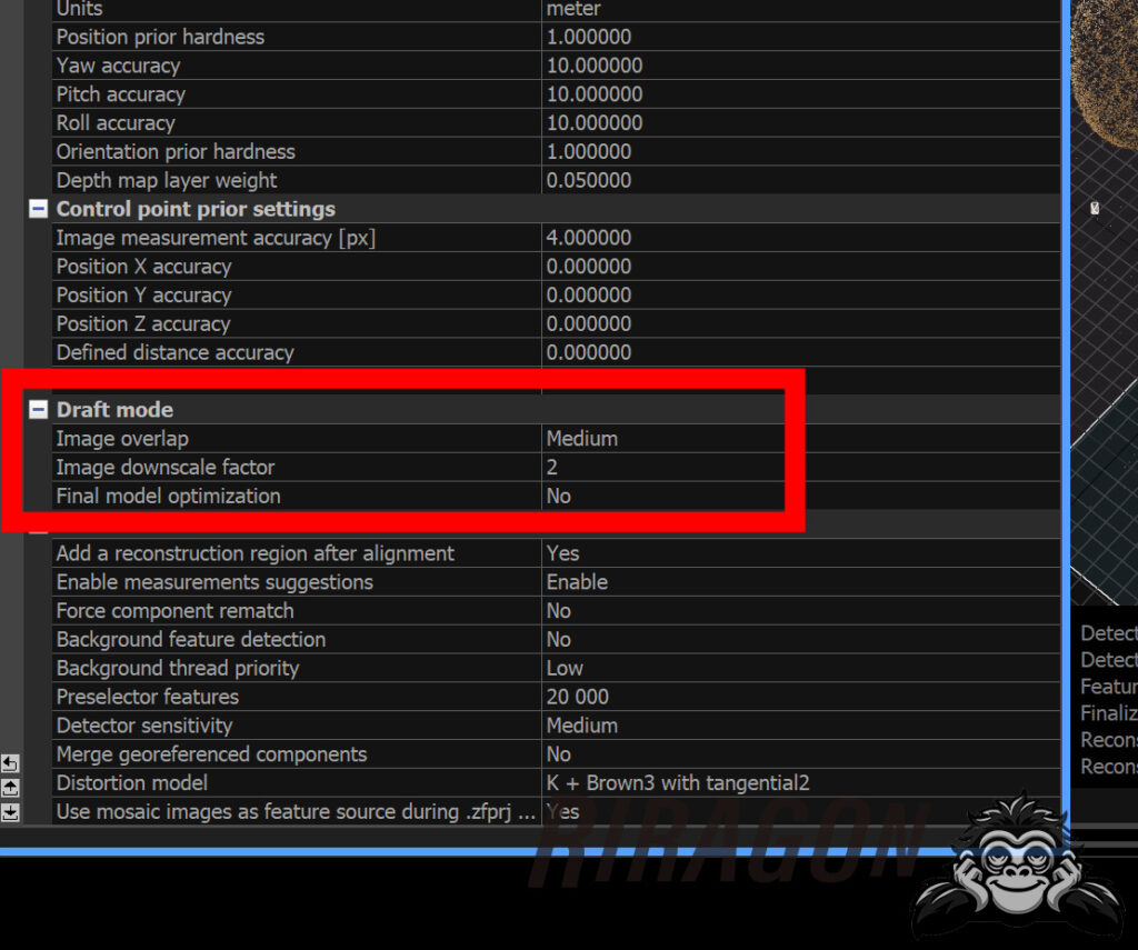 RealityCapture のAlignment Settings（アラインメントセッティング）について